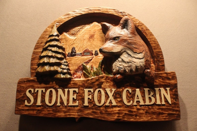 CUSTOM CABIN SIGNS | Home Signs | Carved Wood Signs | Fox Signs | Dog ...