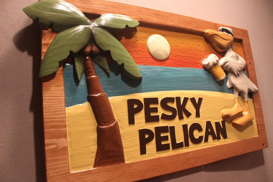 CUSTOM BAR SIGN | Pelican Sign | Palm Tree Sign | Beach House Sign ...