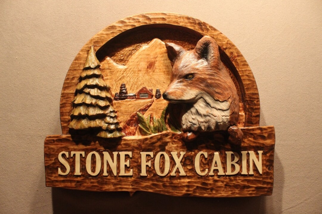 CUSTOM CABIN SIGNS | Home Signs | Carved Wood Signs | Fox Signs | Dog ...