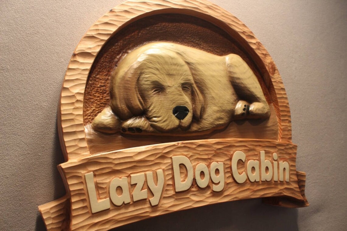 Dog Sign | Pet Sign | Carved Wooden Sign | Cabin Sign | Cottage Sign ...