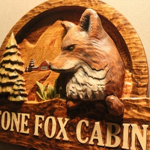 CUSTOM CABIN SIGNS | Home Signs | Carved Wood Signs | Fox Signs | Dog ...