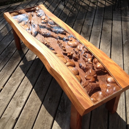 Mahogany Floral Coffee Table. Rustic Blossom Tree Flower - Etsy