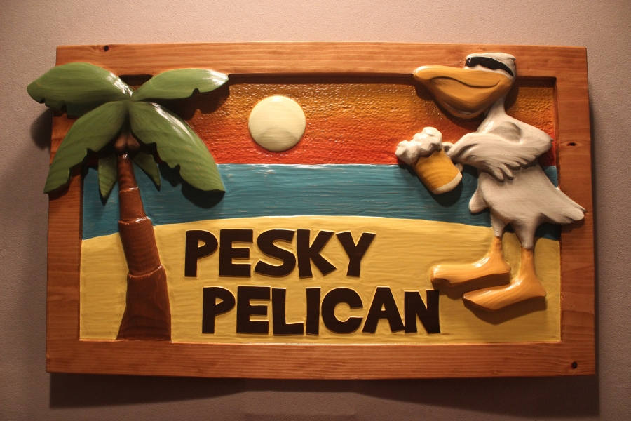 CUSTOM BAR SIGN | Pelican Sign | Palm Tree Sign | Beach House Sign ...