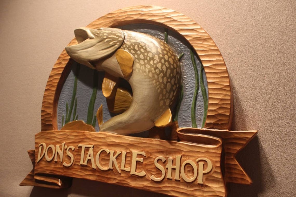 FISHING SIGN | Tackle Shop Sign | Fish Sign | Mancave Sign | Cabin Sign ...