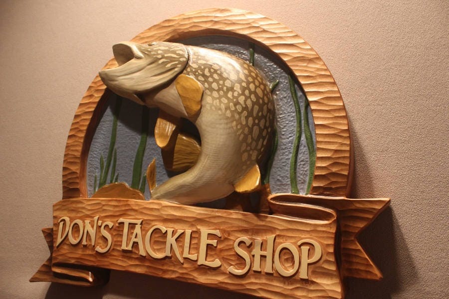 FISHING SIGN | Tackle Shop Sign | Fish Sign | Mancave Sign | Cabin Sign ...