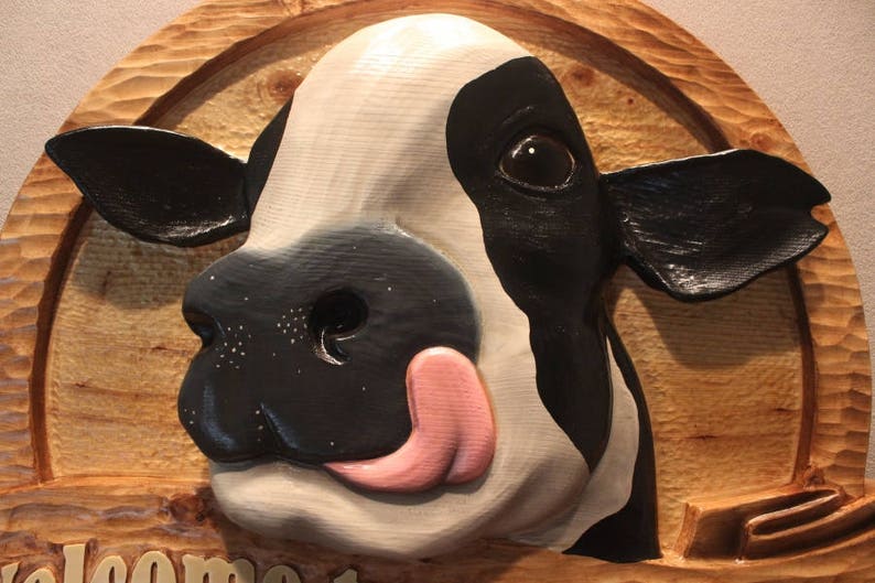 COW SIGN | Hand Carved Sign | Dairy Farm Sign | Barn Sign | Cattle ...