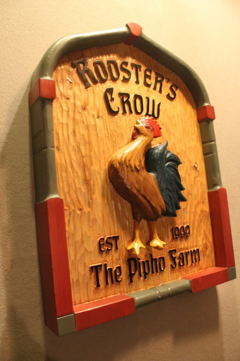 CUSTOM FARM SIGNS | Carved Wood Signs | Rooster Signs | Custom Home ...
