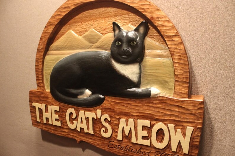 CUSTOM PET SIGN | Cat Sign | Hand Carved Sign | Custom Wood Sign ...