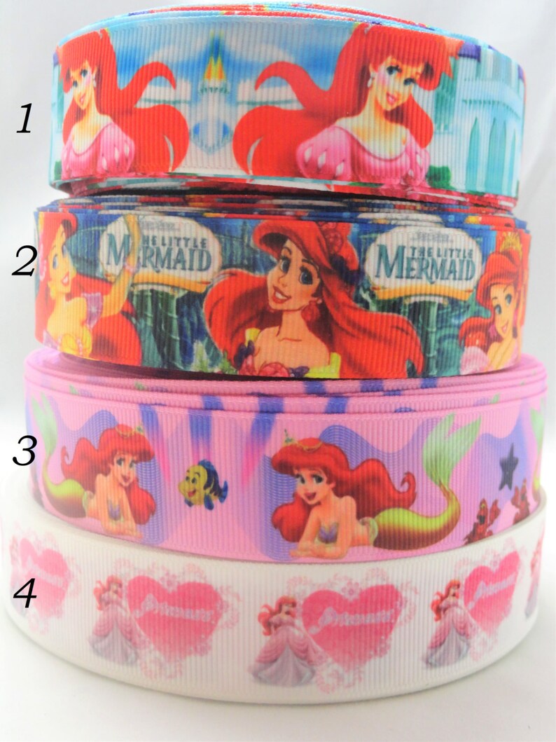 1 Mermaid Princess Cartoon Girl Printed Grosgrain Ribbon - Etsy