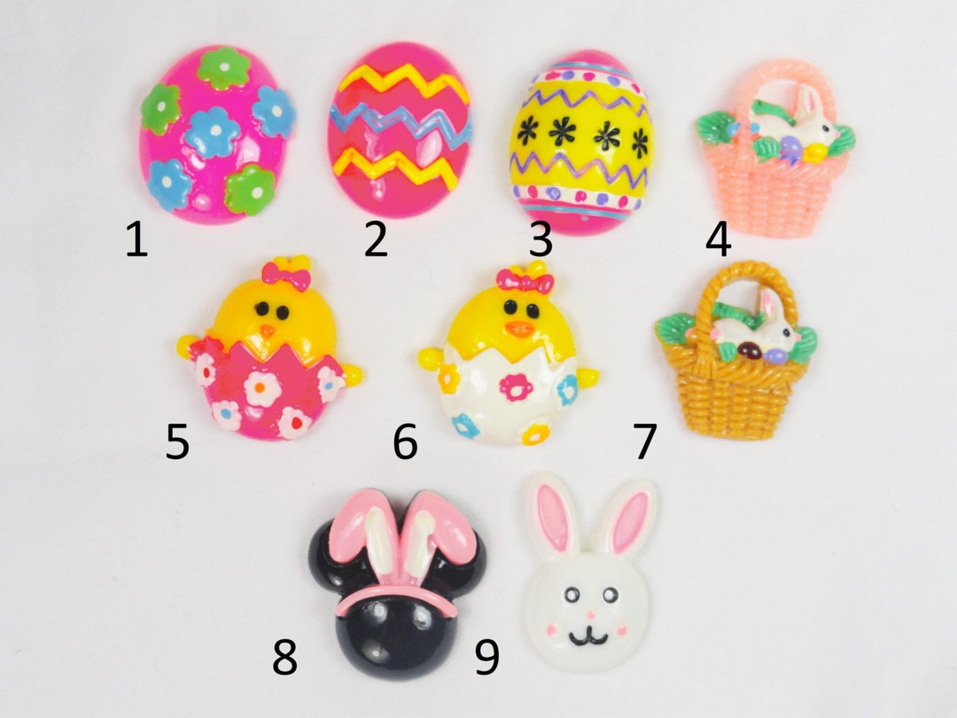 Easter Day Cartoon Girl Flat Back Resins Cabochon Hair Bow Center ...