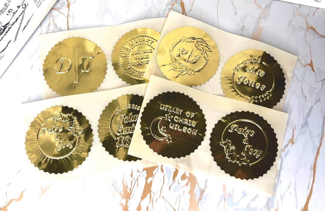 Pack of 100 Metallic Gold 51mm Wafers, Stickers for Your Book Embossers ...