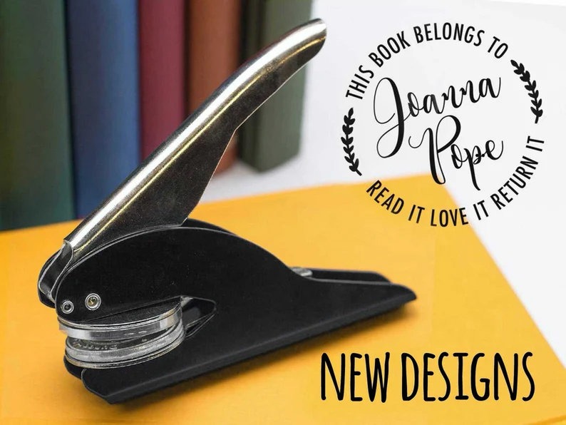 Library Book Embossing Stamp Custom Logo Embosser Sample Ex - Etsy