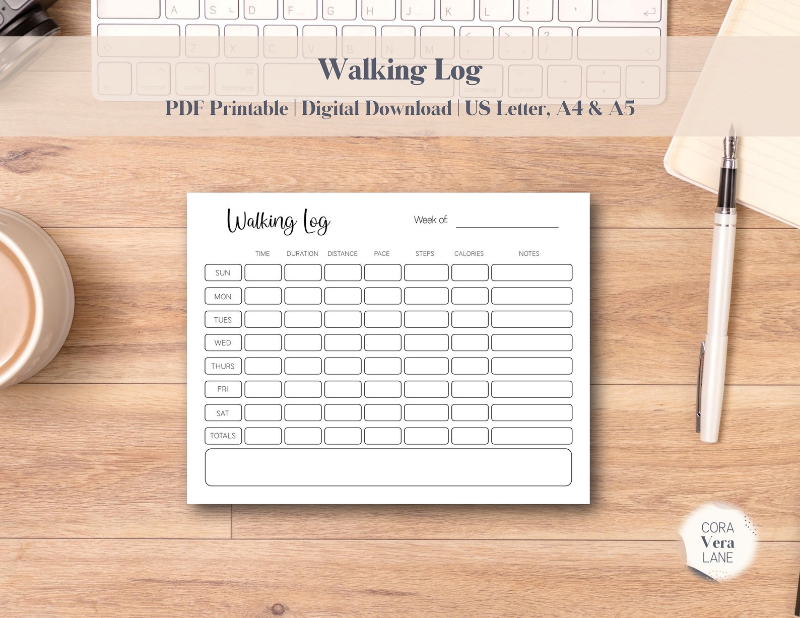 Walking Tracker Printable, Fitness Tracker, Printable Mileage Log US ...
