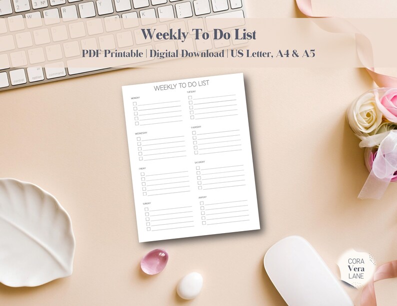 Weekly to Do List Printable, Minimal Planner, Productivity Planner ...