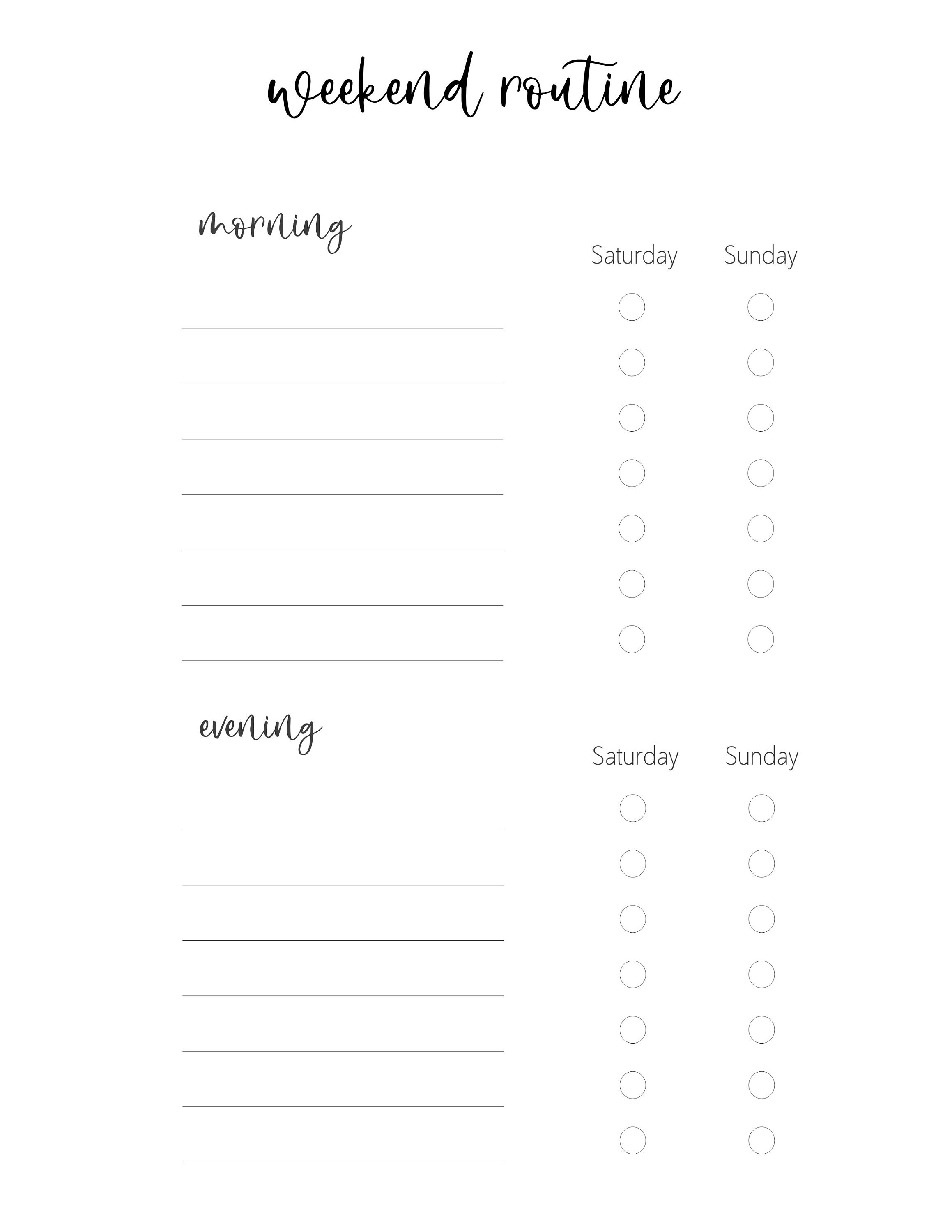 Daily Routine Checklist Editable, Morning Routine, Evening Routine ...