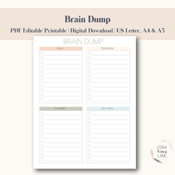 Brain Dump Notepad - Etsy