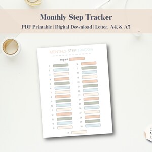 Monthly Step Tracker Printable, Step Tracking, Step Counter PDF US ...