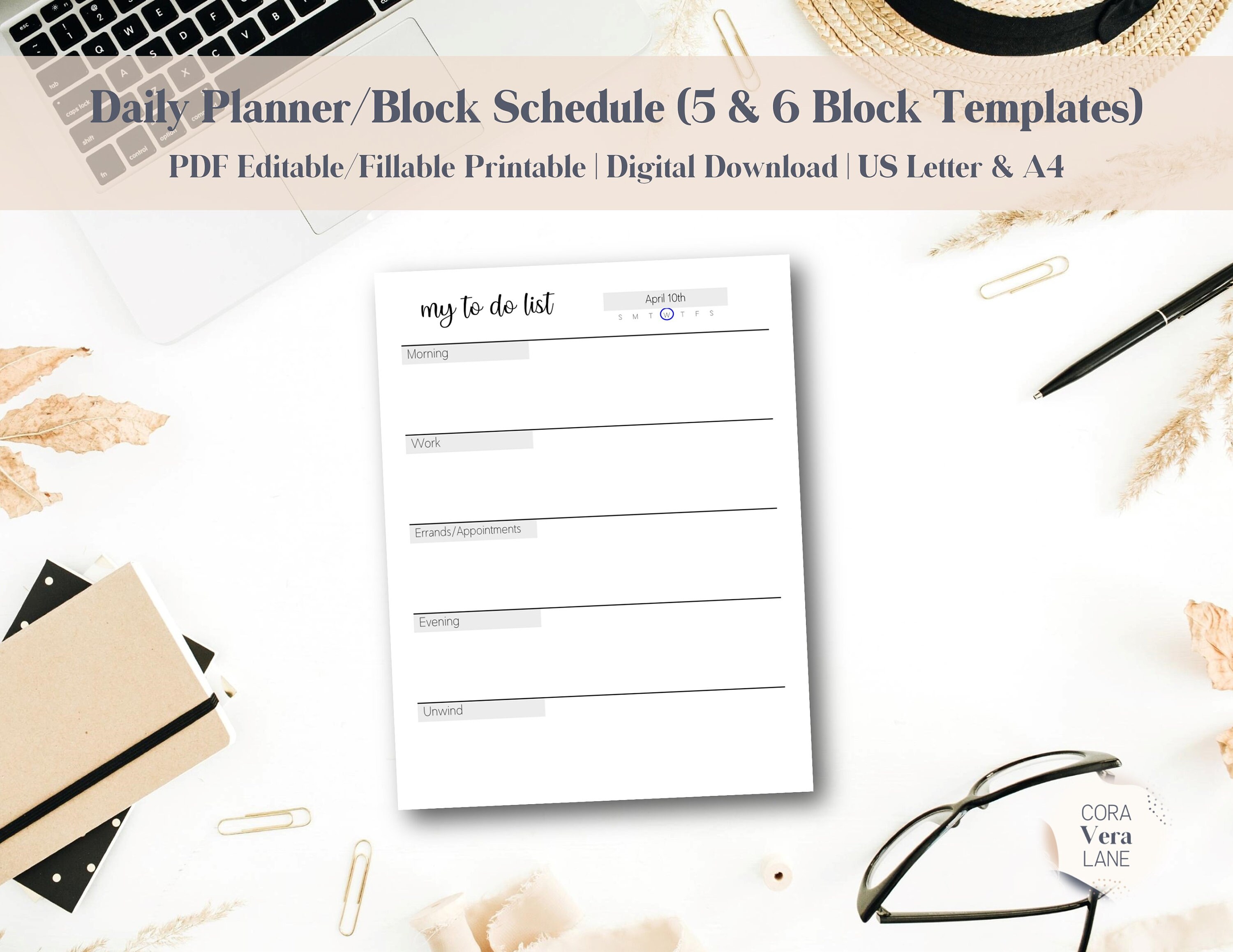 Block Schedule Editable Printable Planner Productivity - Etsy