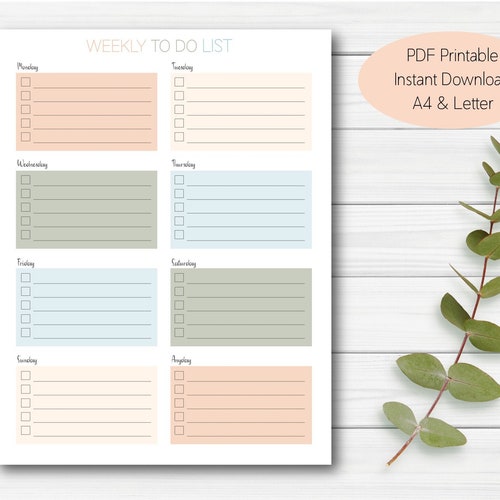 Weekly to Do List Printable Minimalist Weekly Planner Weekly - Etsy