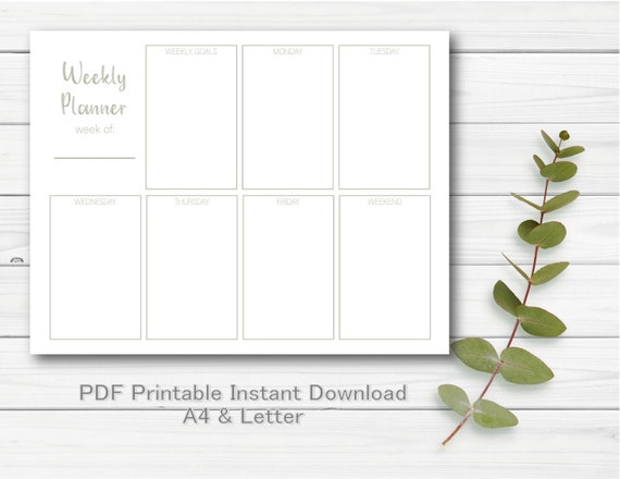 Green Weekly Schedule Printable Instant Download Minimal | Etsy