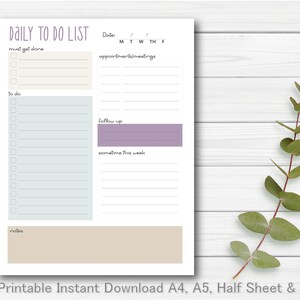 Daily to Do List Printable Instant Download, Minimal Planner ...