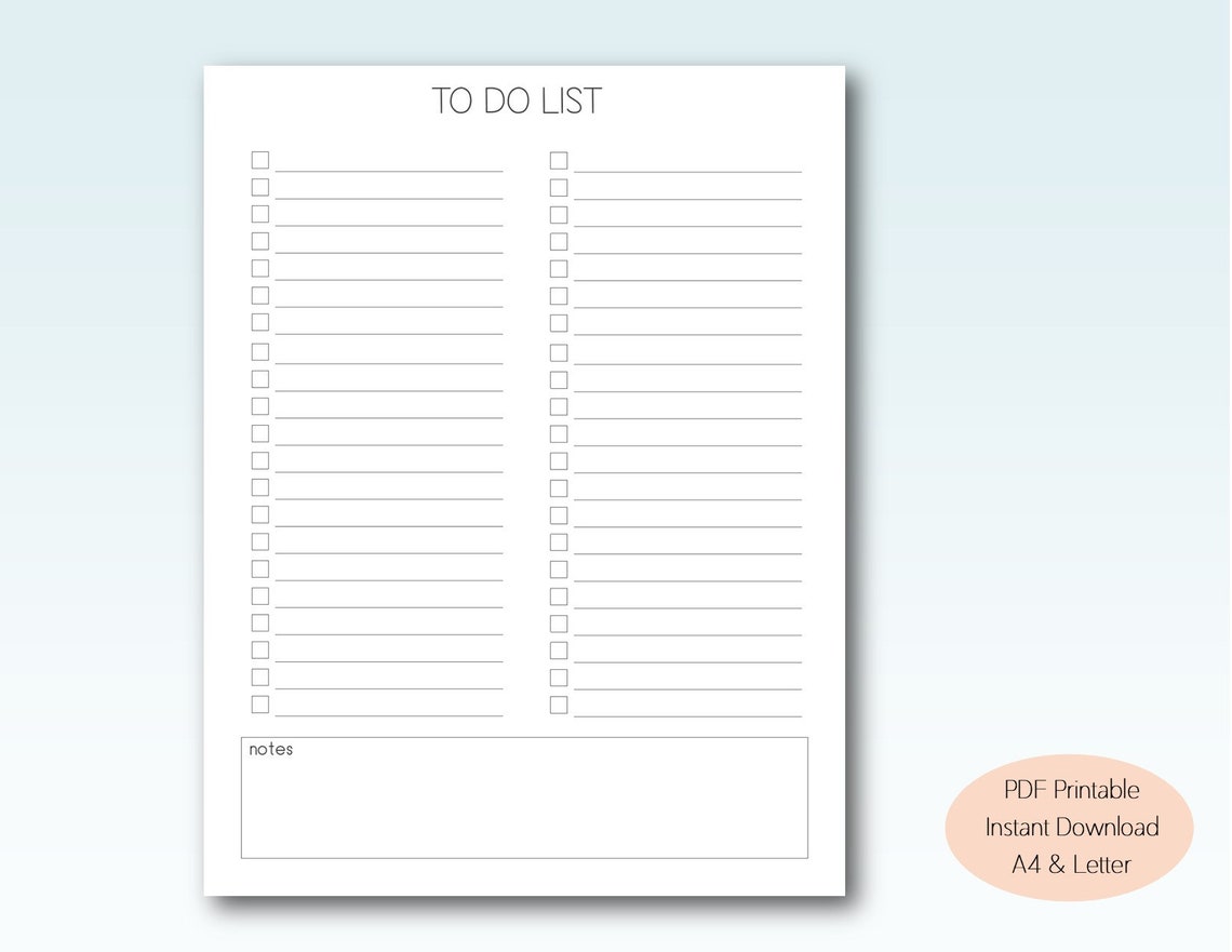 Minimalist To Do List Printable Instant Download | Etsy