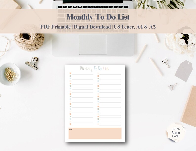 Monthly to Do List Printable Instant Download Minimal - Etsy