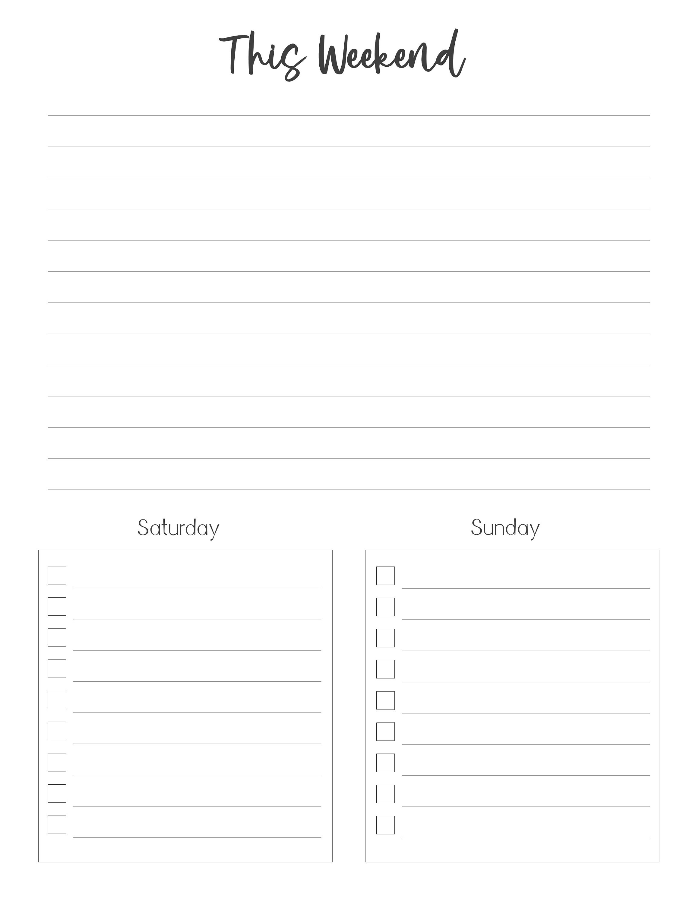 Weekend to Do List Bundle, Instant Download Printables, Brain Dump ...