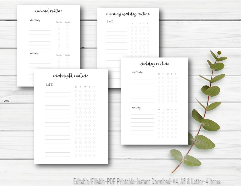 Daily Routine Checklist Editable, Morning Routine, Evening Routine ...