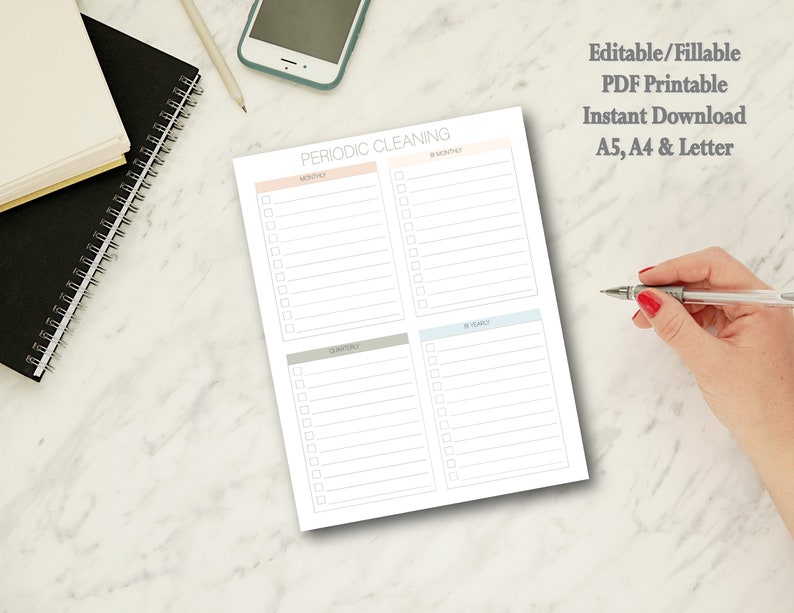 Periodic Cleaning Editable Printable, Cleaning Checklist, Cleaning to ...