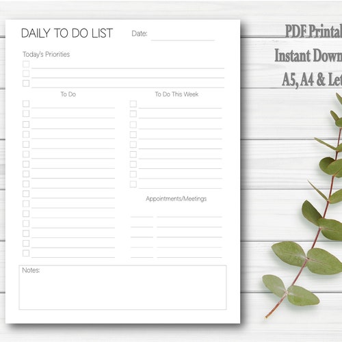 EDITABLE DAILY PLANNER to Do List Printable Productivity - Etsy