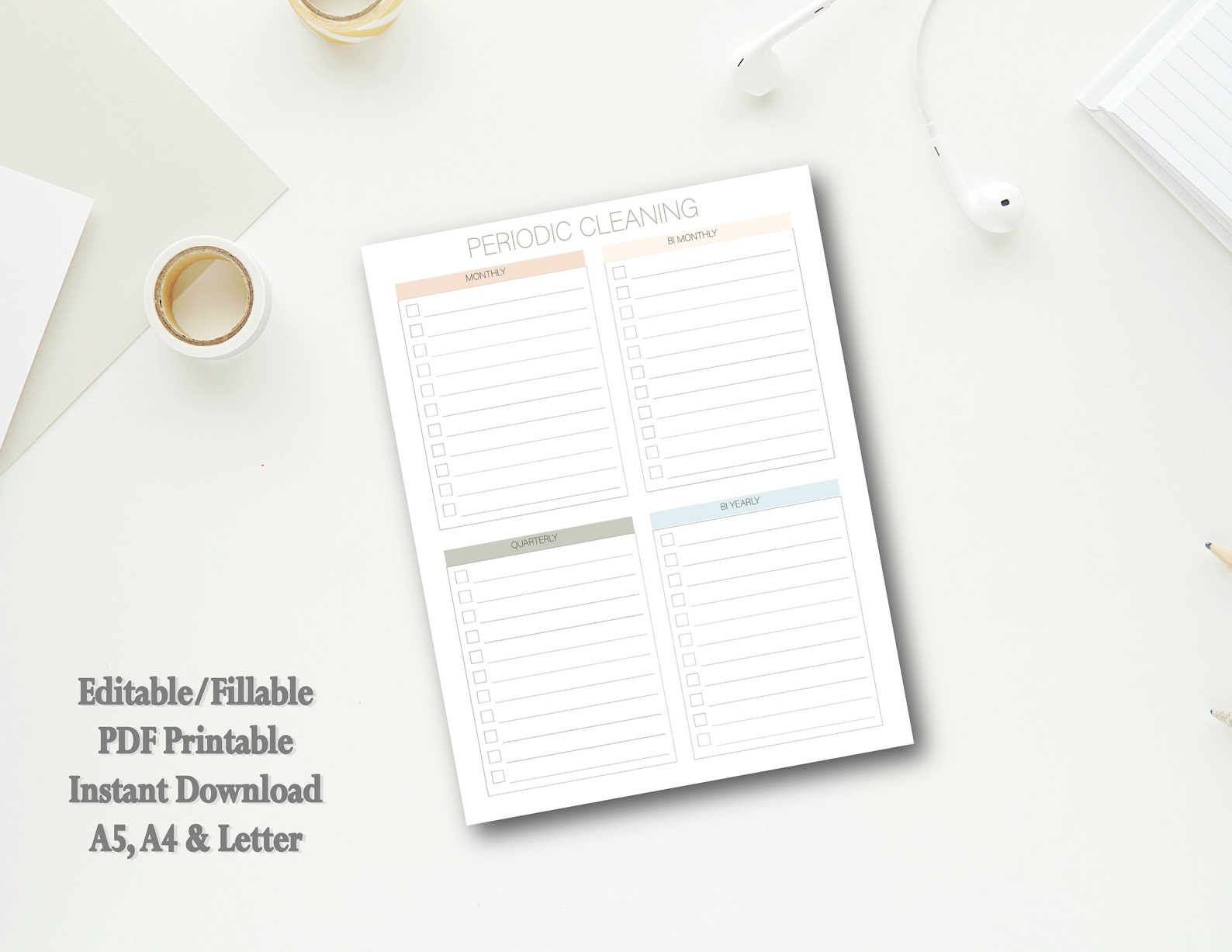 Periodic Cleaning Editable Printable, Cleaning Checklist, Cleaning to ...