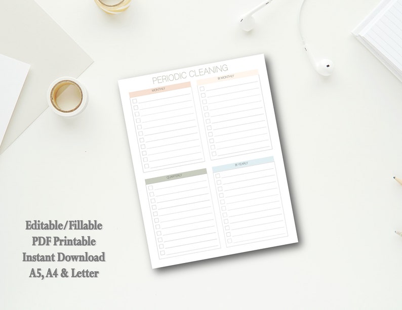 Periodic Cleaning Editable Printable, Cleaning Checklist, Cleaning to ...