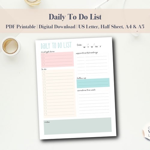 EDITABLE DAILY PLANNER to Do List Printable Productivity - Etsy