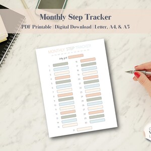 Monthly Step Tracker Printable, Step Tracking, Step Counter PDF US ...