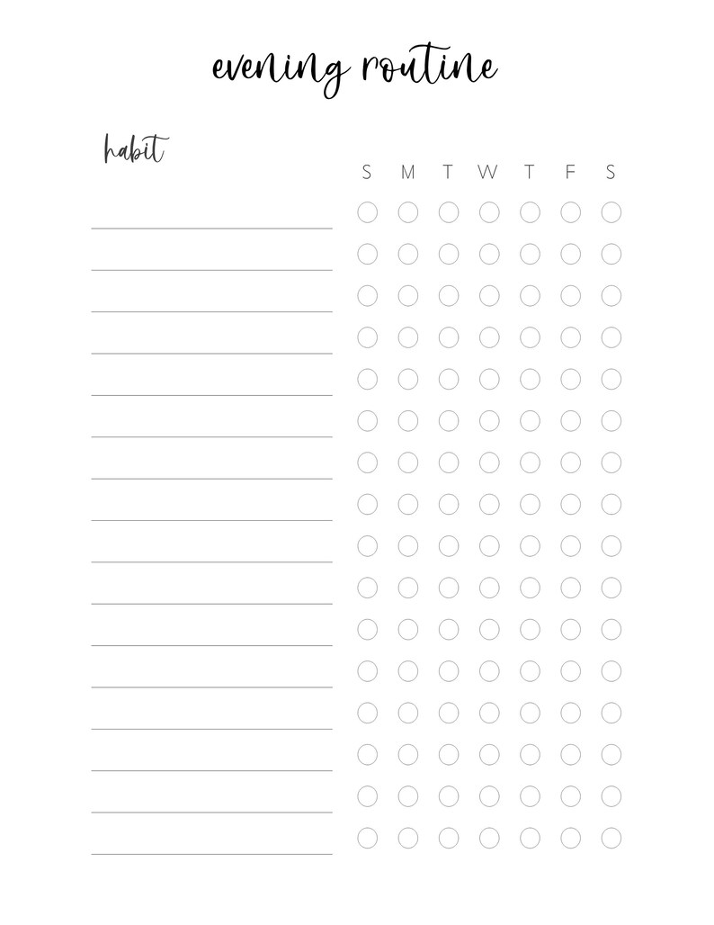 Daily Routine Checklist Editable, Morning Routine, Evening Routine ...