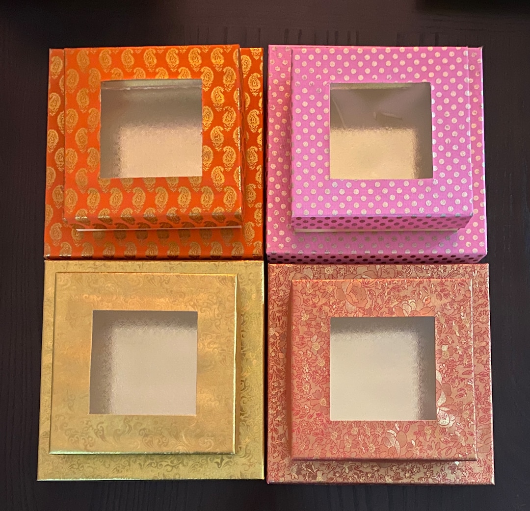SET of 5, SQUARE WINDOW Gift Boxes, Indian Weddings, Diwali Gift, Fancy ...