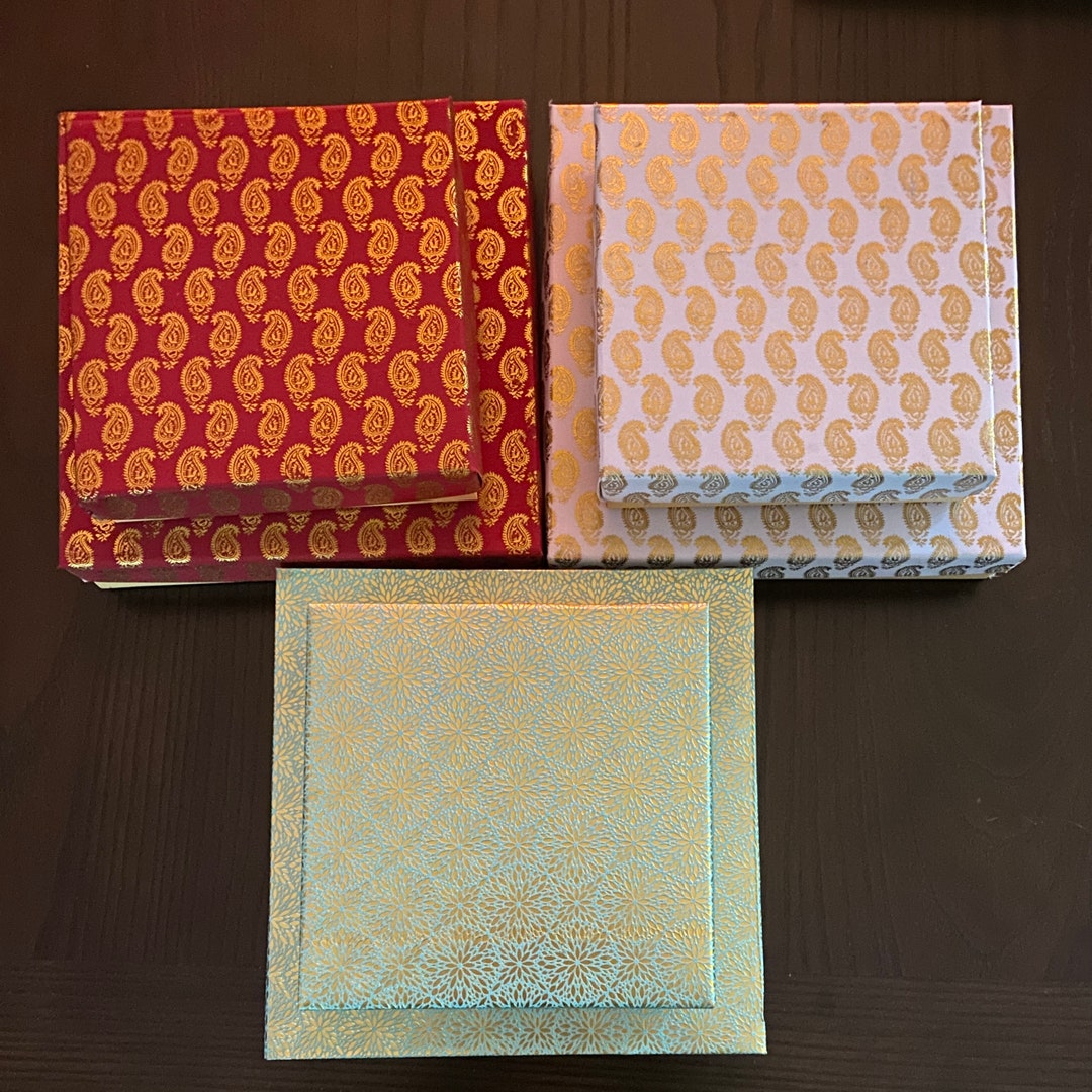 SET of 5, SQUARE Gift Boxes, Indian Weddings, Diwali Gift, Fancy Box ...