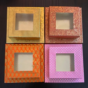 SET of 5, SQUARE WINDOW Gift Boxes, Indian Weddings, Diwali Gift, Fancy ...
