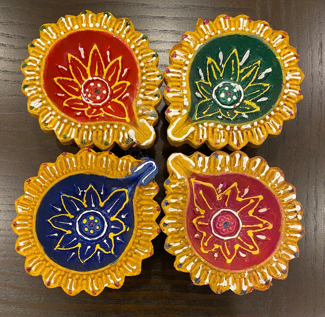 SET OF 4 DIYAS, Diwali Special, Indian Festivals, Diwali Puja ...