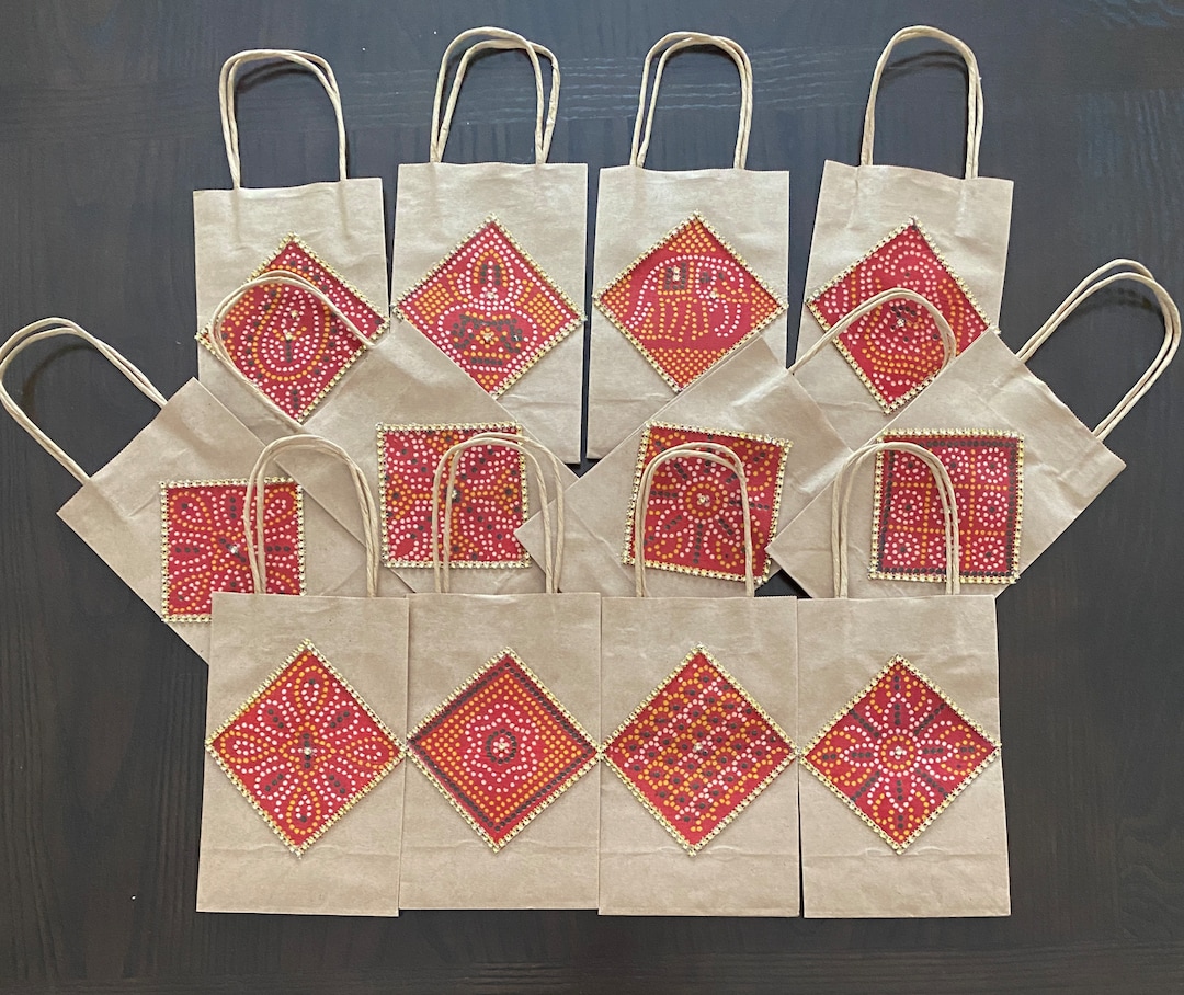SET of 6 SMALL Gift Bags, Diwali Special, Indian Wedding, Bags for ...