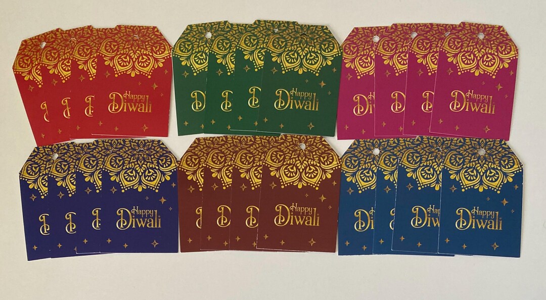 24 DIWALI GIFT TAGS, 3 X 2 Inches, Diwali Special, Indian Festivals ...