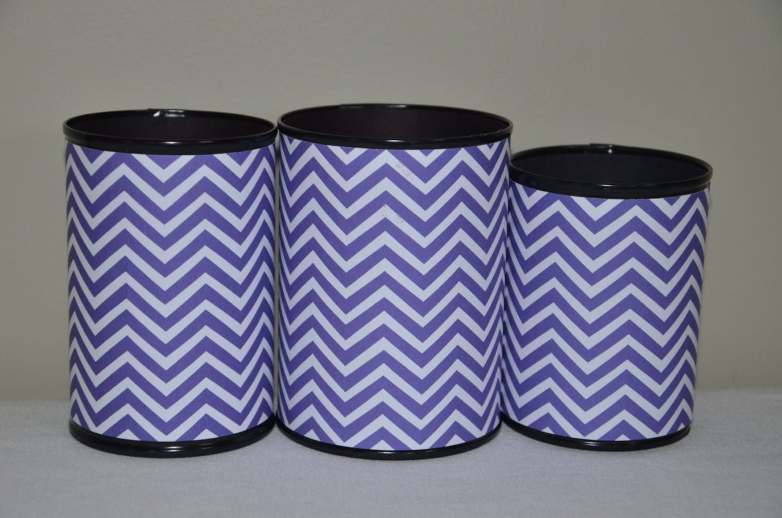 Handmade Pencil Holder Set Purple and White Chevron Gifts - Etsy