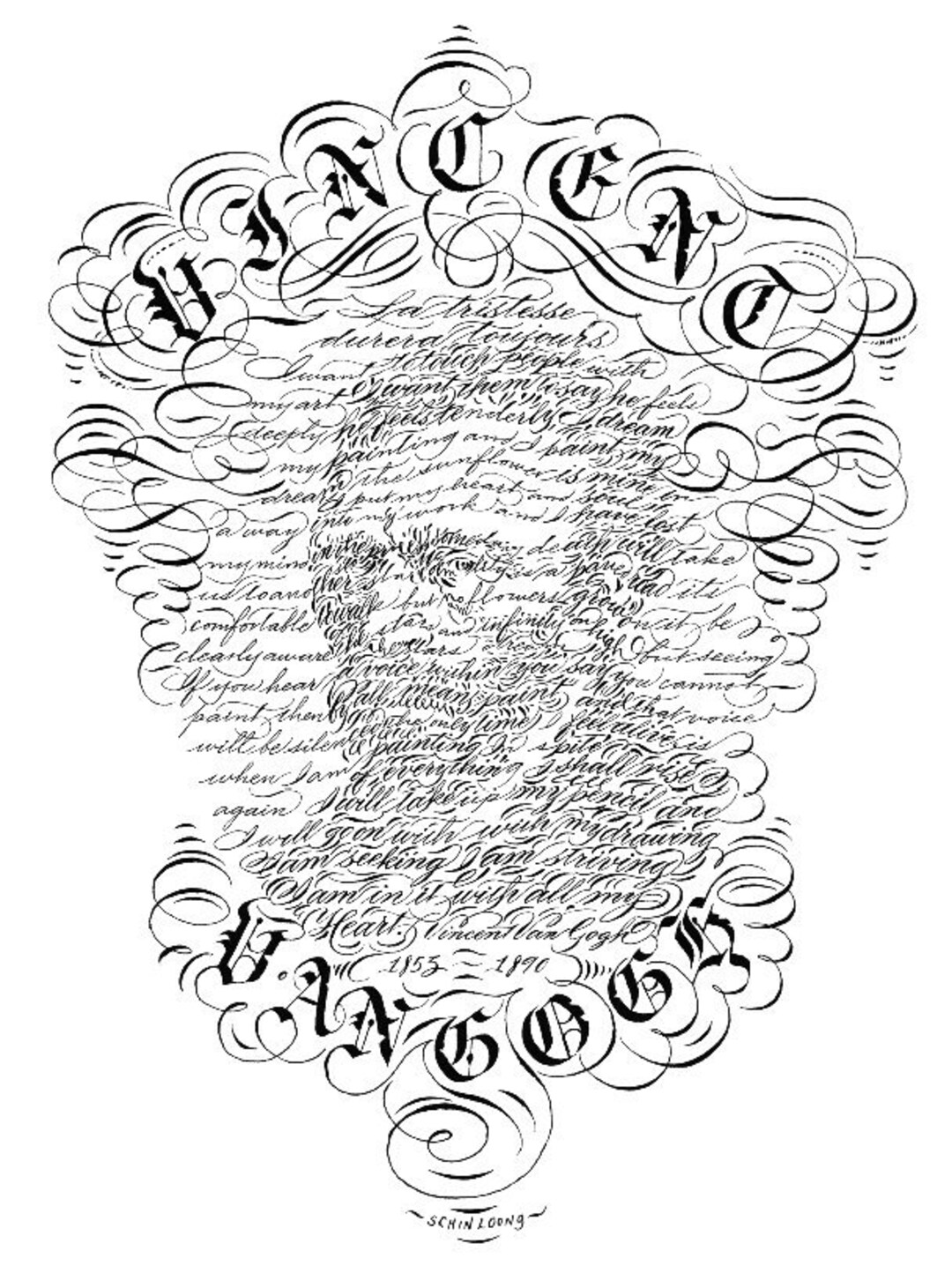 VINCENT VAN GOGH Calligraphy Fine Art Print - Etsy