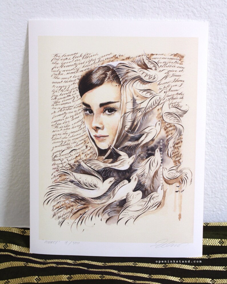 AUDREY HEPBURN Calligraphy Fine Art Print - Etsy