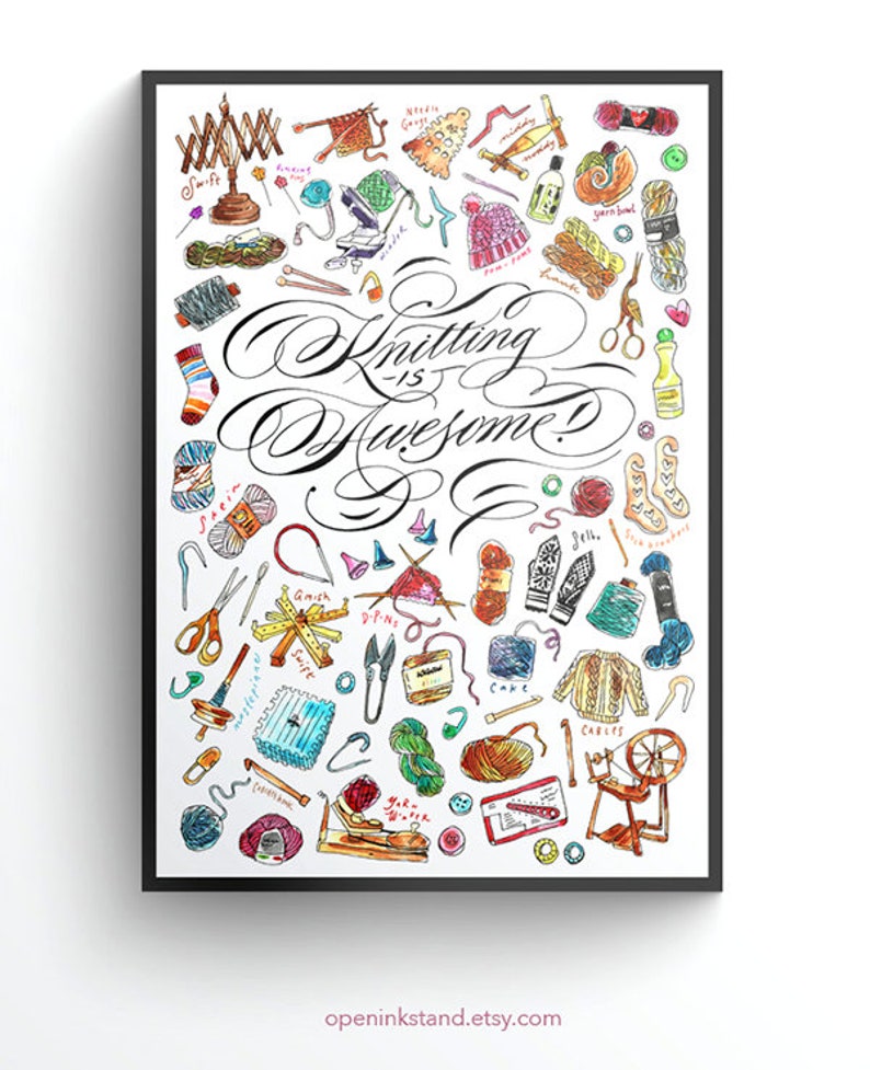 Knitting is Awesome Poster Art Print - Etsy