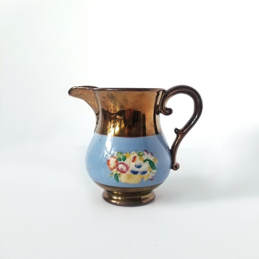 Vintage Lusterware Pitcher, Blue and Bronze Lusterware, Little Pitcher ...