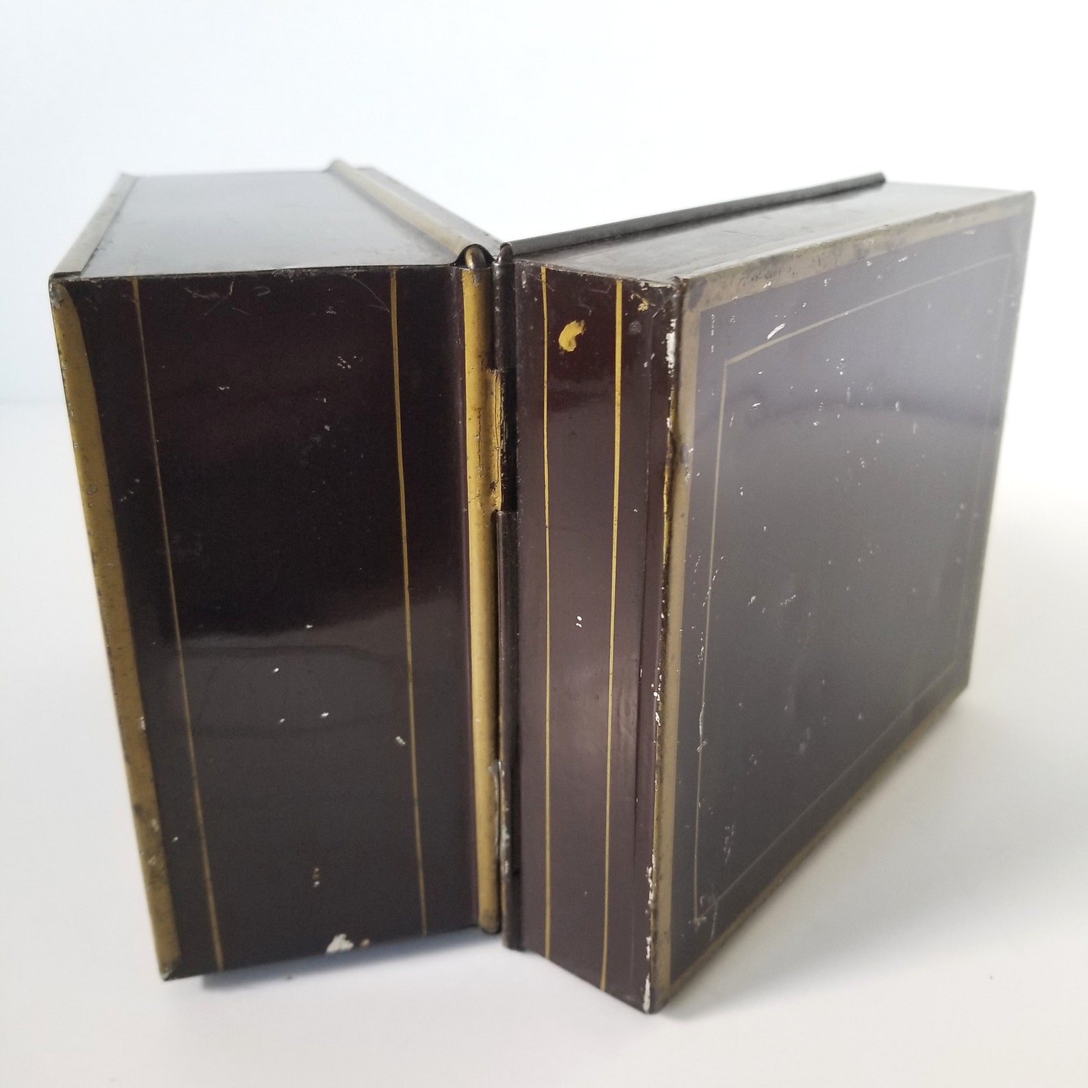 Brown Enamel Recipe Filing Box, Hinged Metal Box, Metal Box, Tin Recipe ...