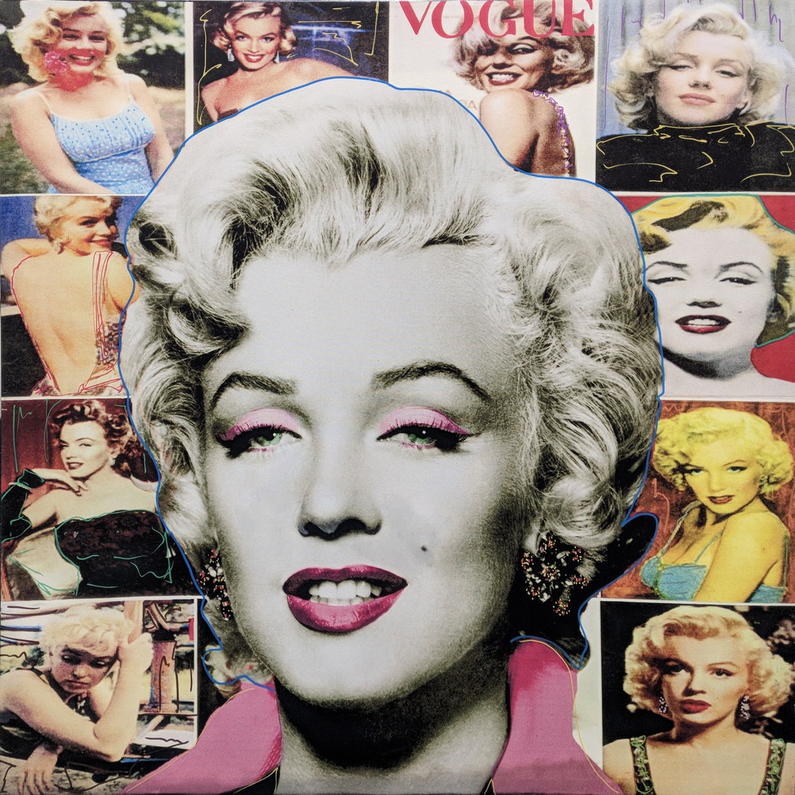 Steve Kaufman "pop Marilyn Collage - White Hair" - Unique Hand Painted ...