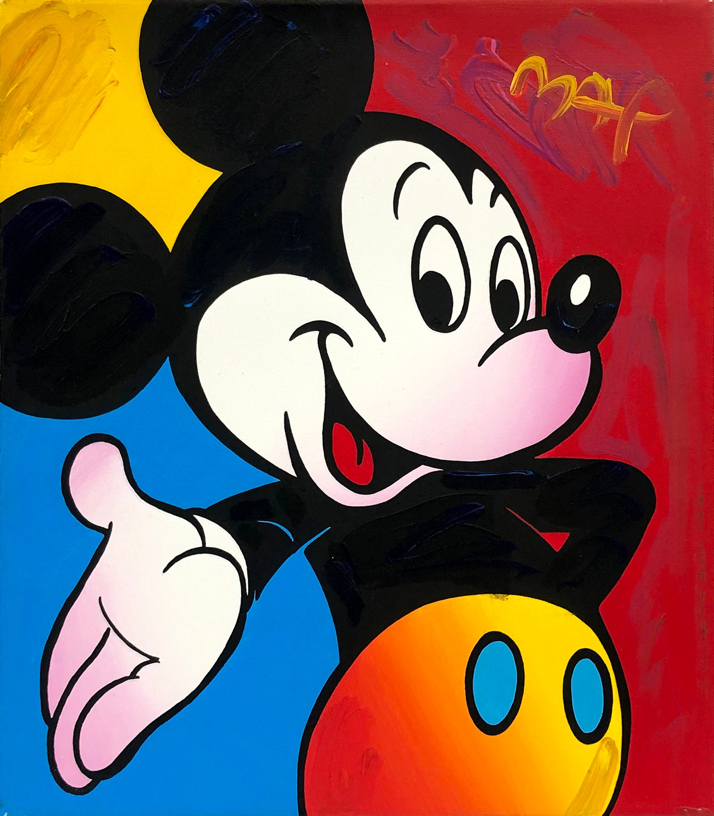 Peter Max mickey Mouse 1995 Original Painting on Canvas Vibrant Colors ...